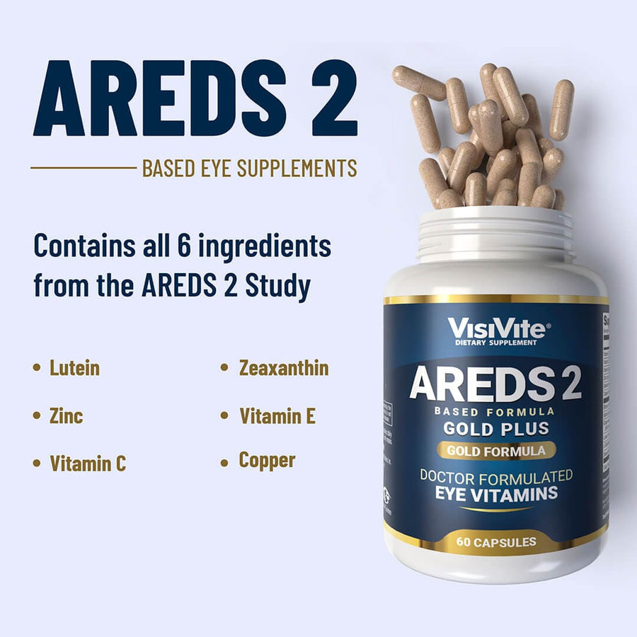 VisiVite® AREDS 2 PLUS+ Gold Eye Vitamins. Prime ingredients